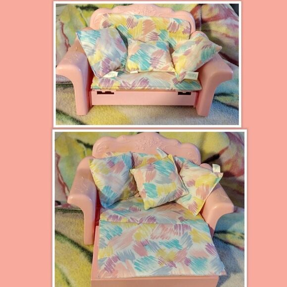 Barbie | Toys | Vinage Barbie Sweet Roses Sofa Bed Chair Lounger Set ...